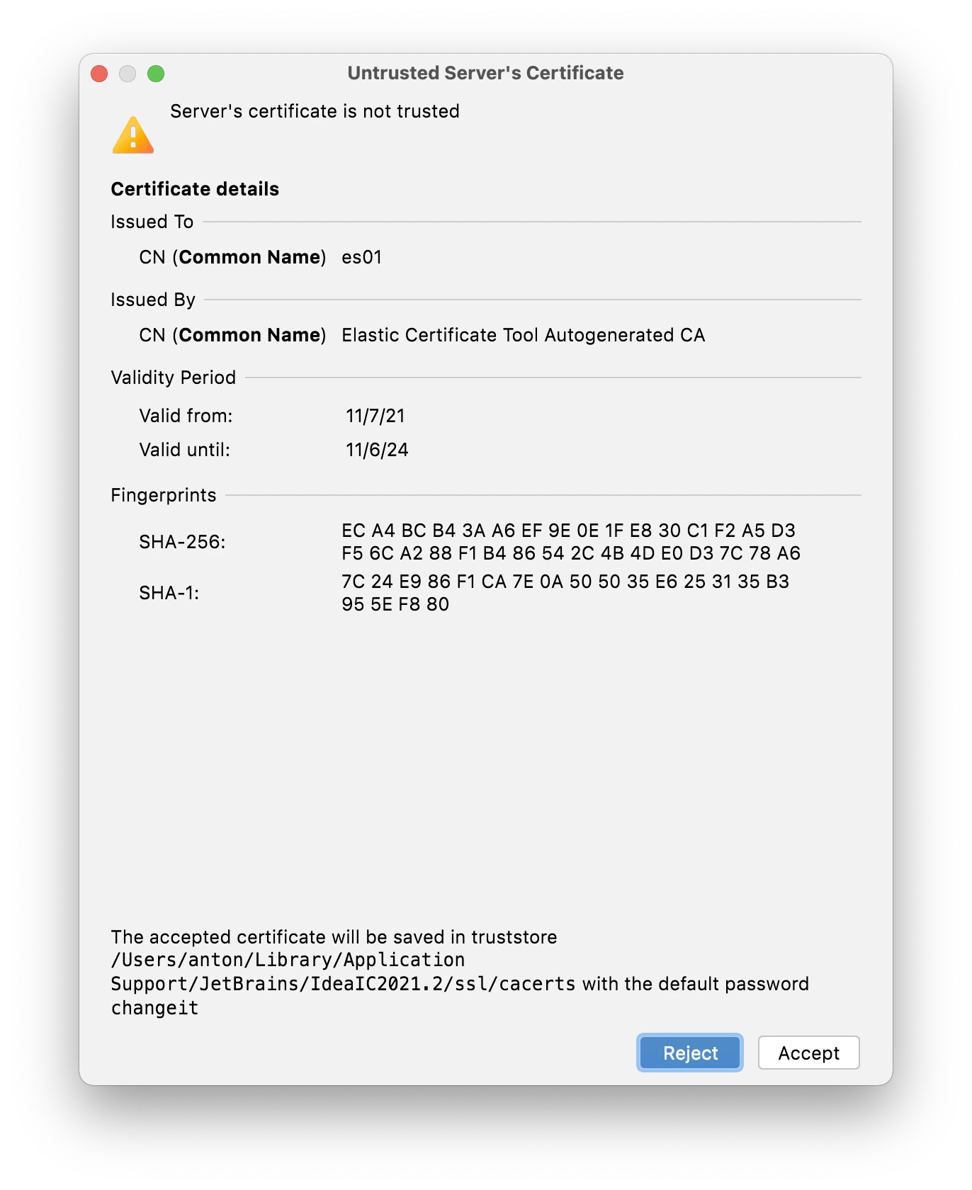 Connection - Elasticsearch Plugin for JetBrains IDEs